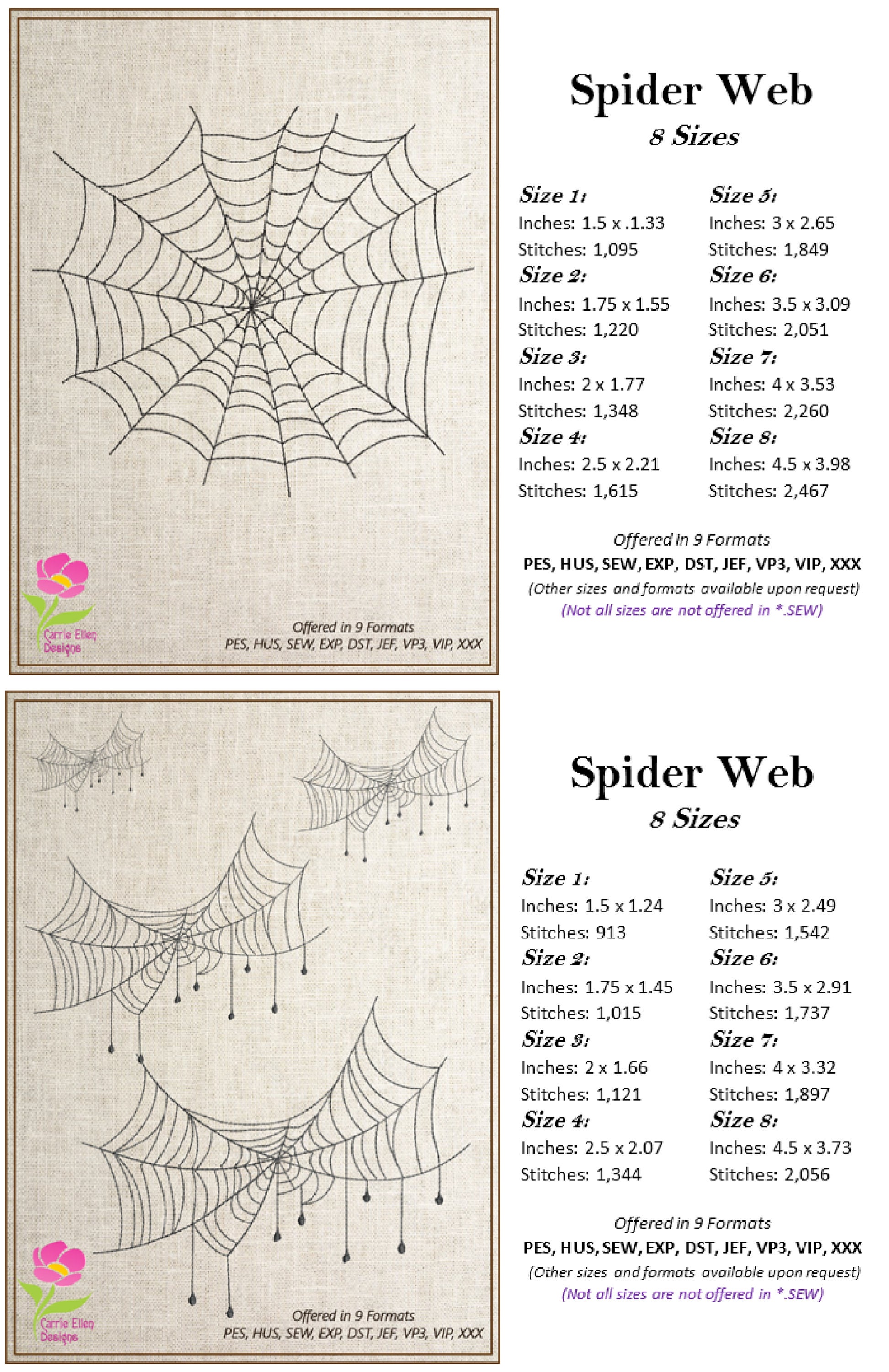 Spider Web Machine Embroidery Design Bundle, Black Spider Embroidery ...
