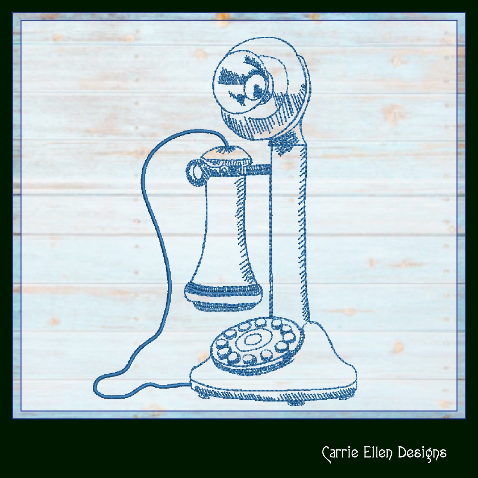 Vintage Standing Telephone Sketch Machine Embroidery Design - Etsy