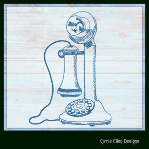 Vintage Standing Telephone Sketch Machine Embroidery Design, Retro ...
