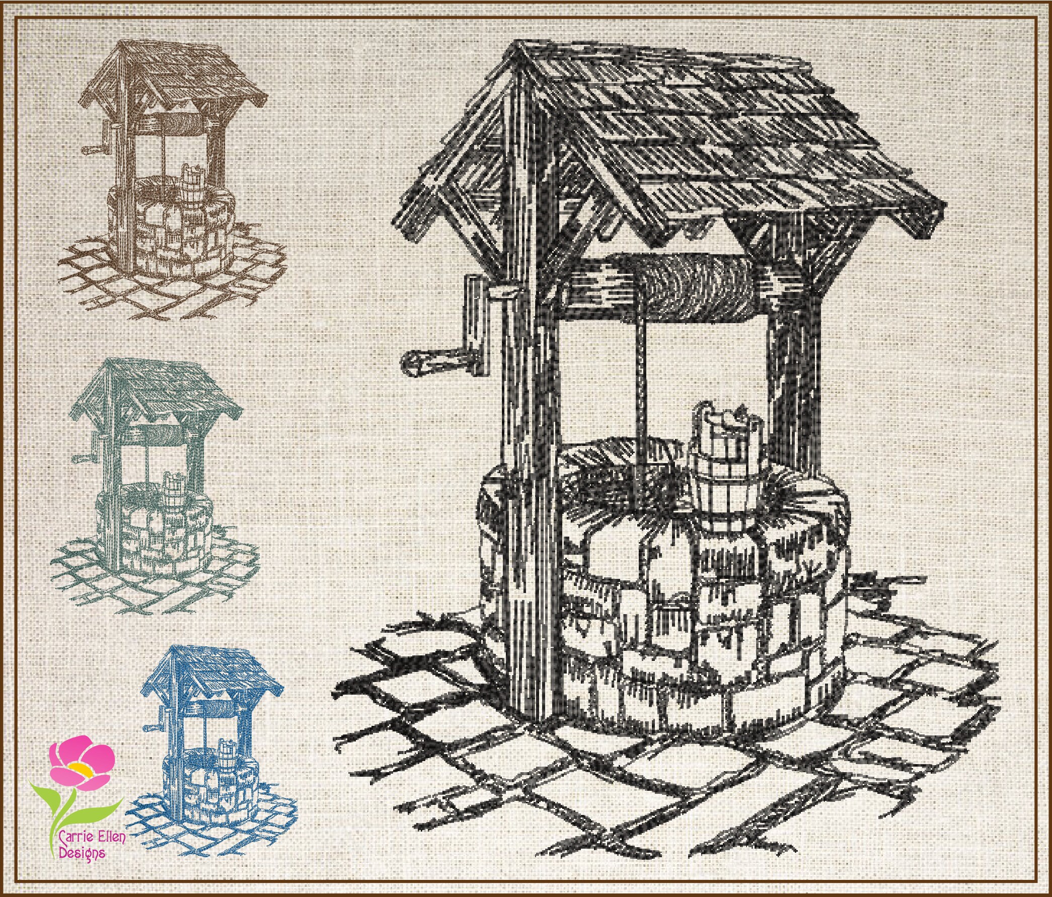 Stone Wishing Well Drawing