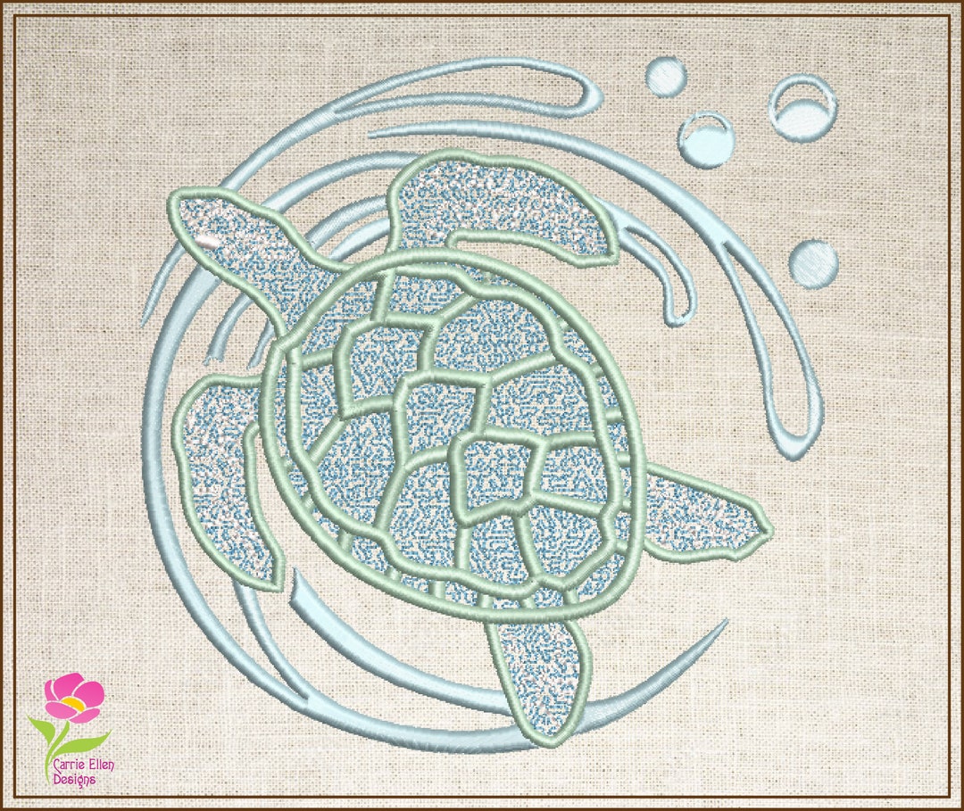 Sea Turtle Machine Embroidery Design, Animal Embroidery, Ocean Tortoise ...