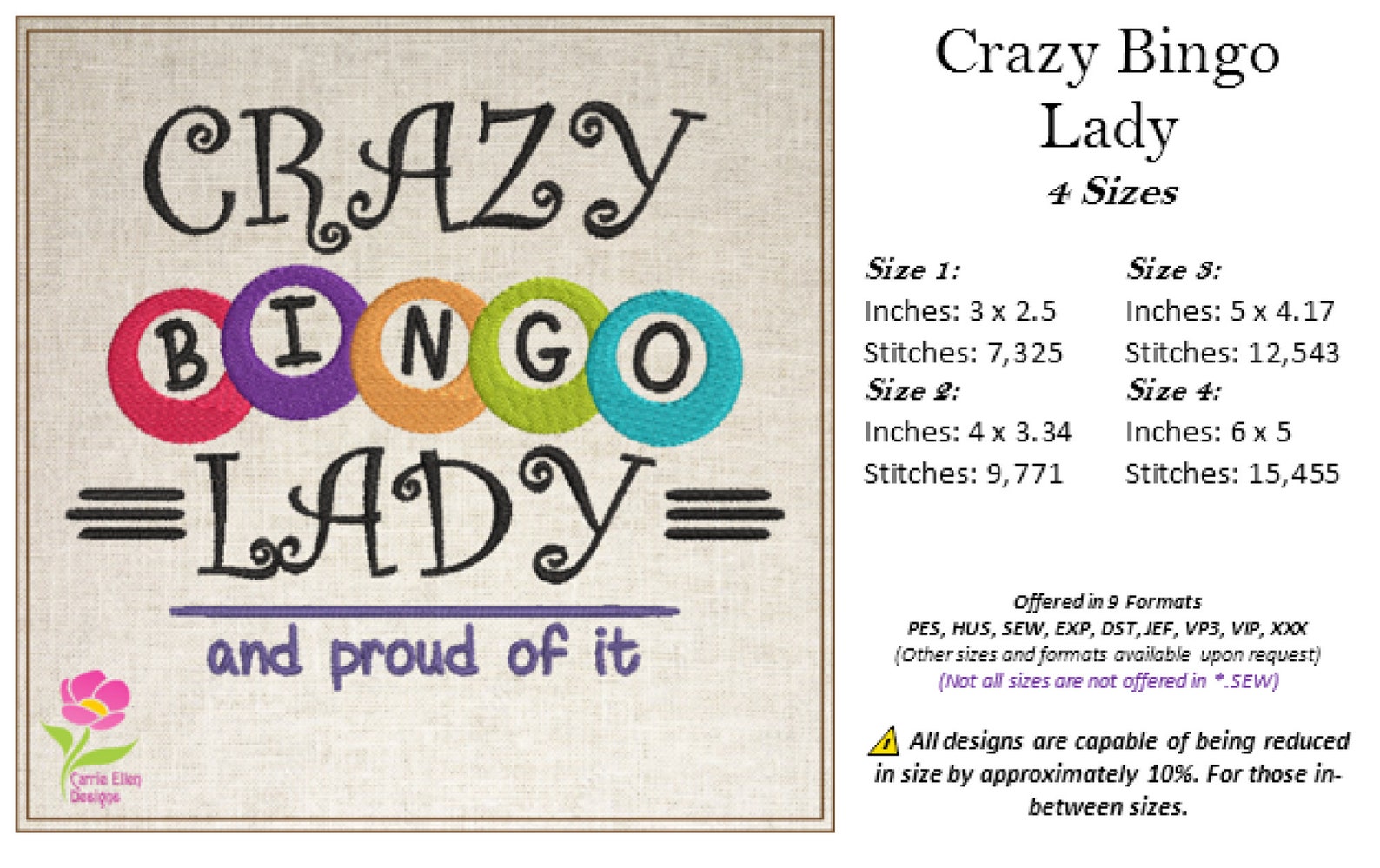 Crazy Bingo Lady Machine Embroidery Design. Proud Bingo Lady - Etsy