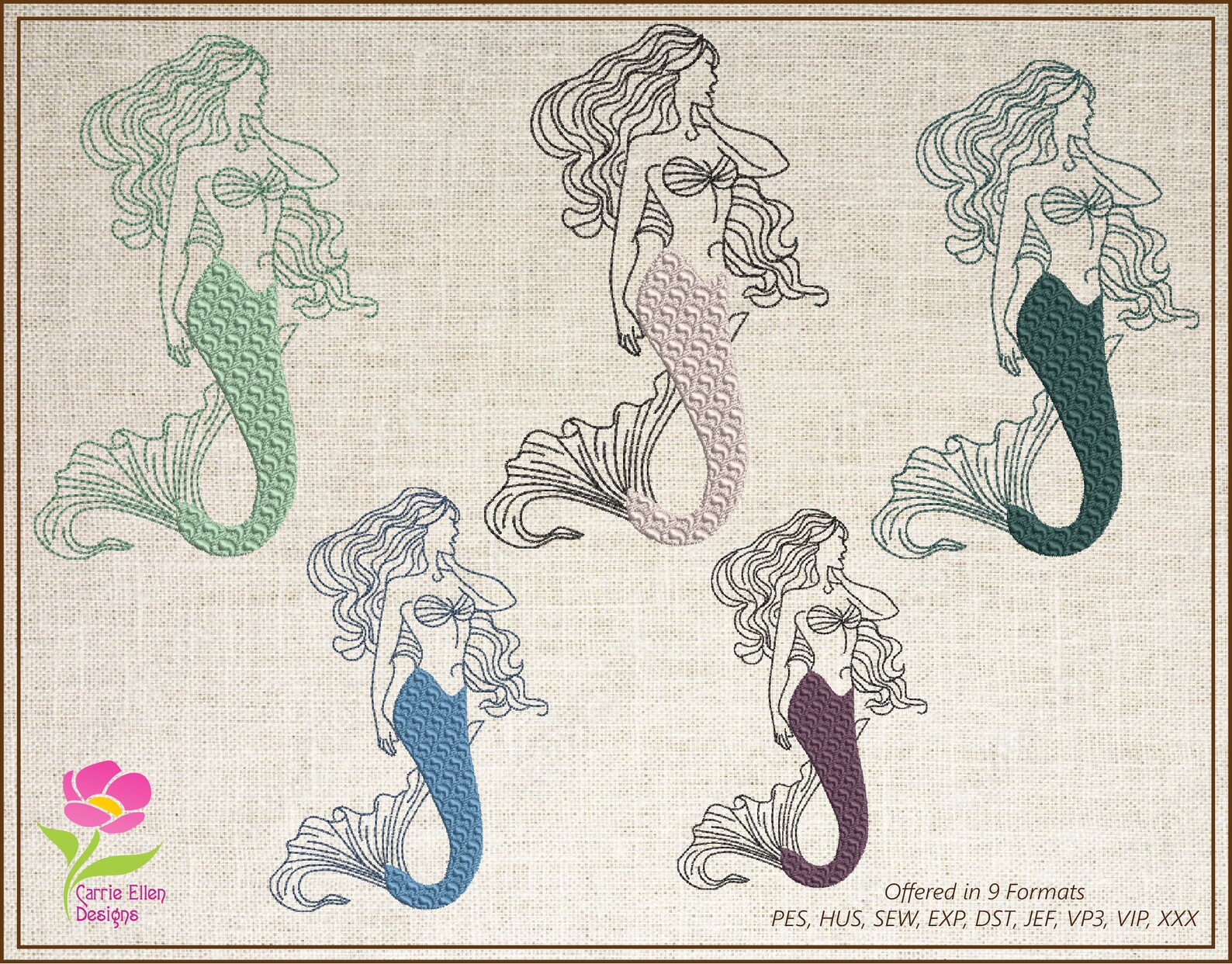 Mermaid Machine Embroidery Design Sea Life Marine Machine - Etsy