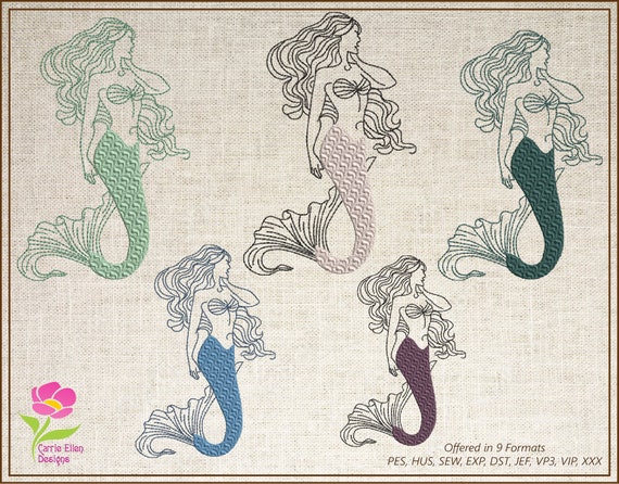 Mermaid Machine Embroidery Design Sea Life Marine Machine - Etsy