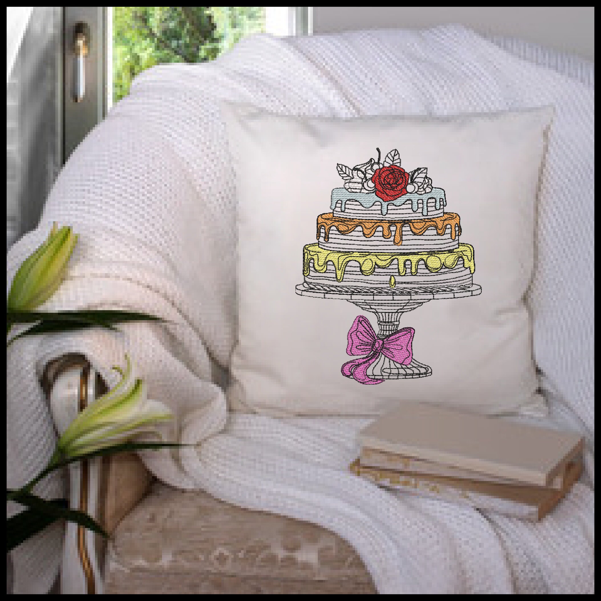 Fancy Cake Machine Embroidery Design, 3-tiered Layer Cake Embroidery ...