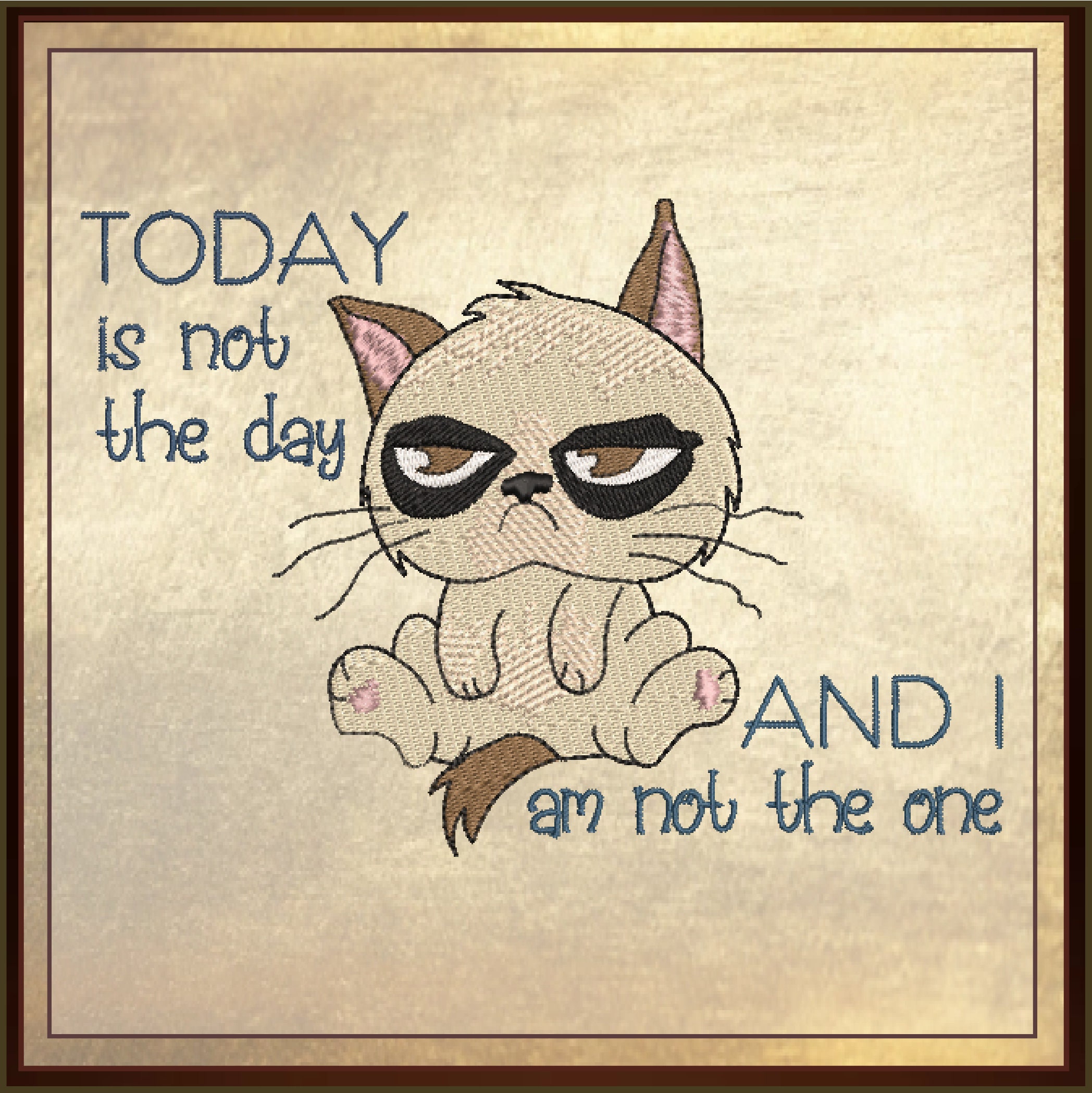Today is Not the Day Machine Embroidery Design Saying, Grumpy Cat Funny ...