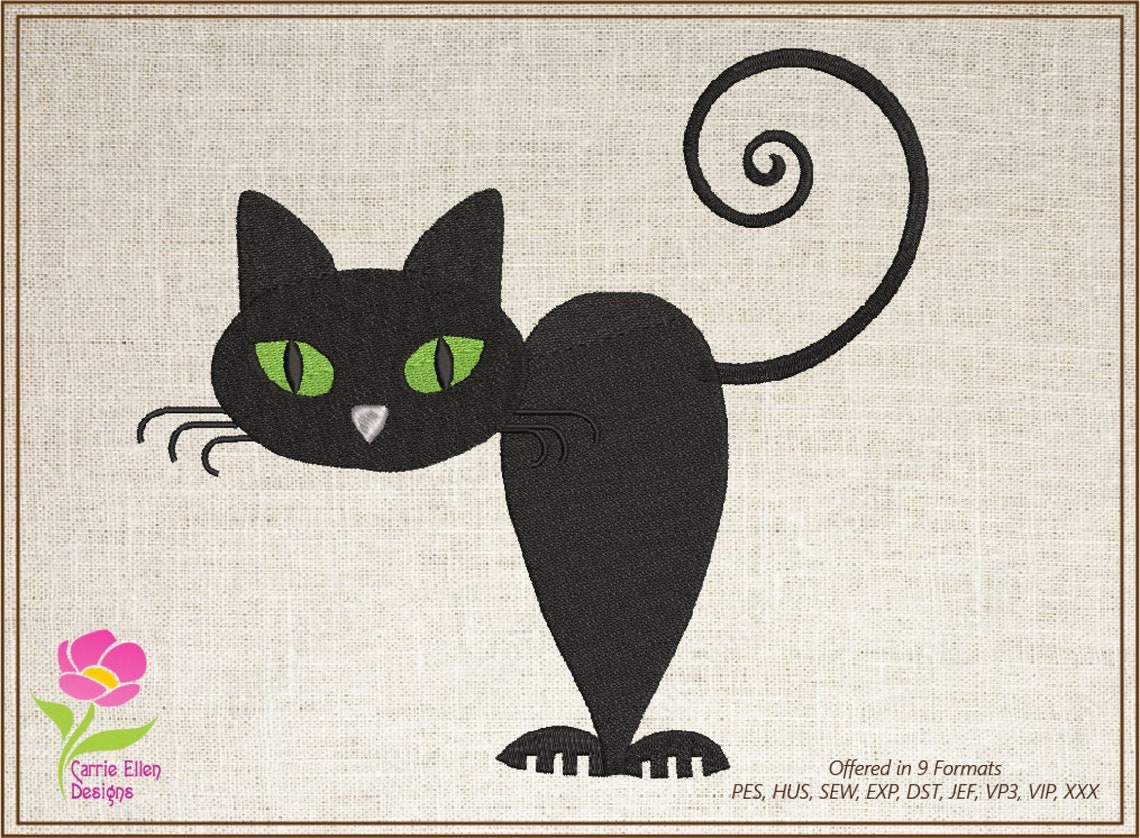Black Cat Machine Embroidery Design Bundle, Cat Bundle Pack, Black Cat ...