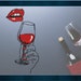 Lady Drinking Wine Machine Embroidery Design Wine Glass - Etsy
