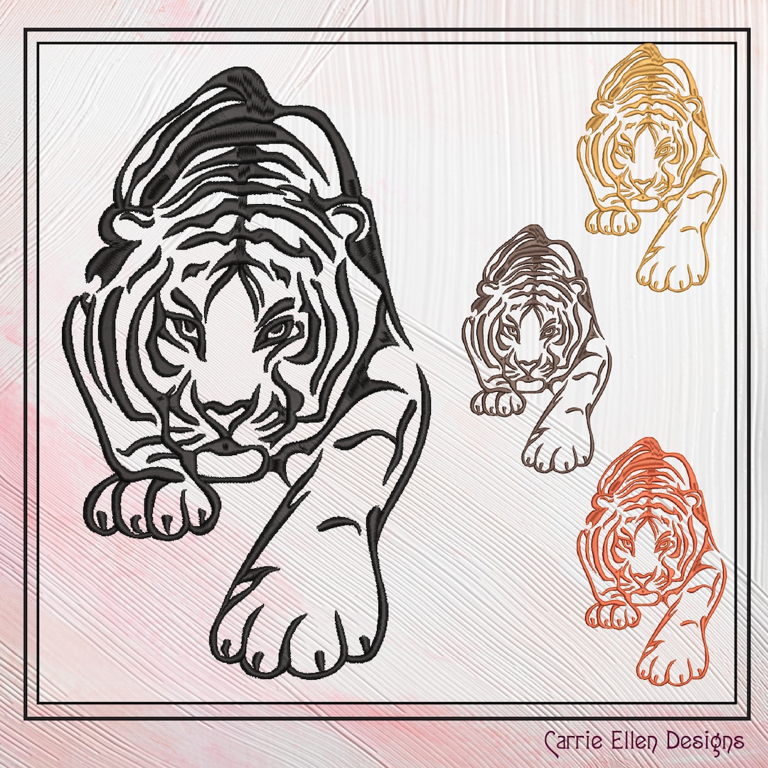 Tiger Machine Embroidery Design, Animal Embroidery, Artistic Jungle Cat ...