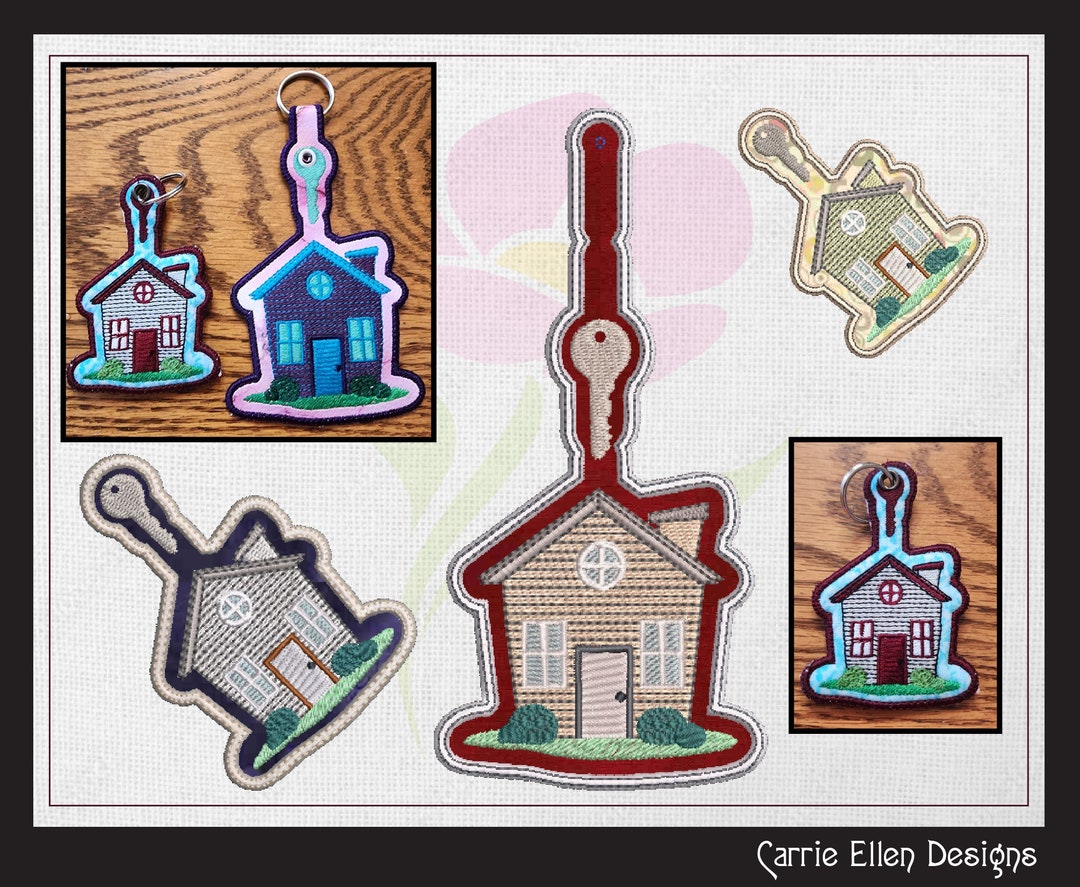 In the Hoop Key Fob Machine Embroidery Design, Little House Keys ...