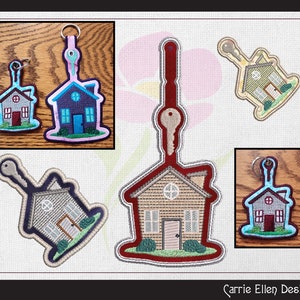 In the Hoop Key Fob Machine Embroidery Design, Little House Keys ...