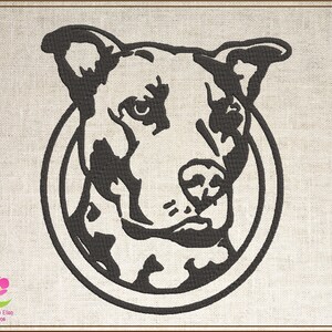 Pitbull Face Machine Embroidery Design. Pet Dog Embroidery, American ...
