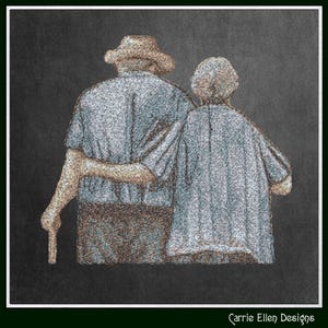 Grandparents Machine Embroidery Design, Elderly Couple Photo Drawing ...