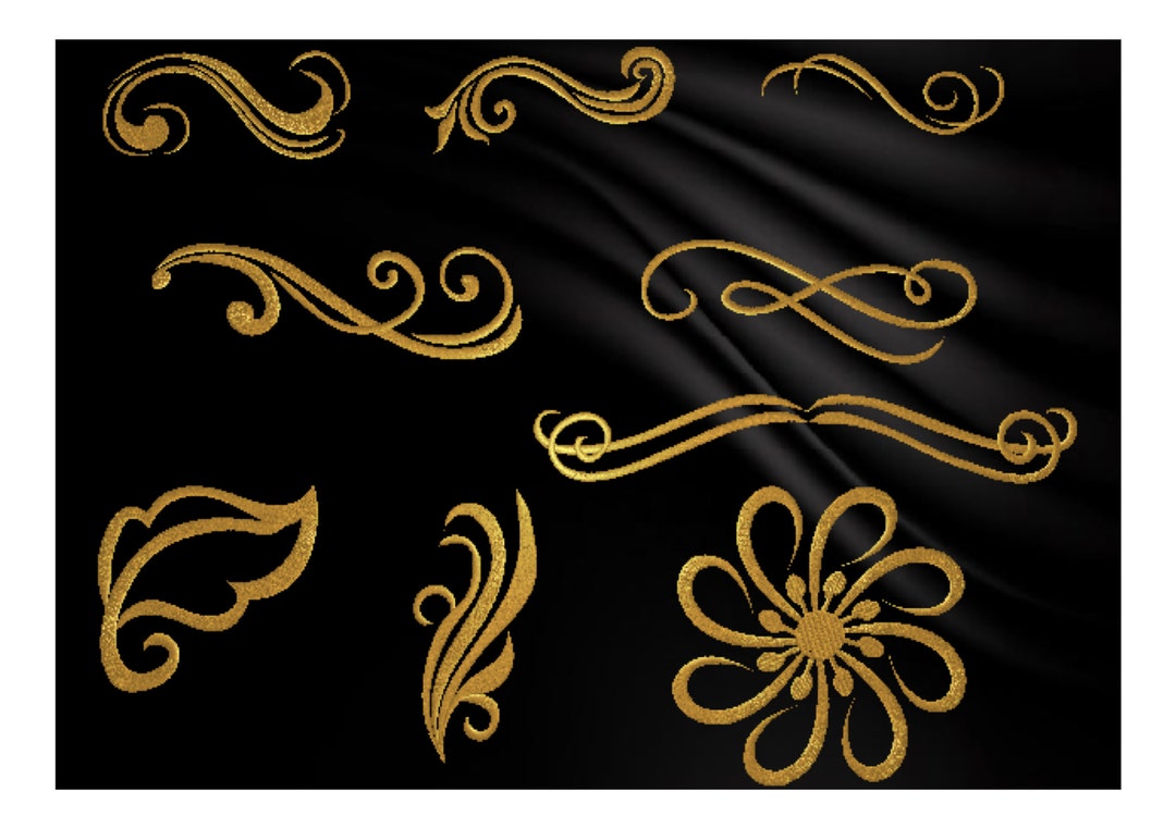 Design Elements Machine Embroidery Bundle, Swoosh and Swirl Designs, 9 ...