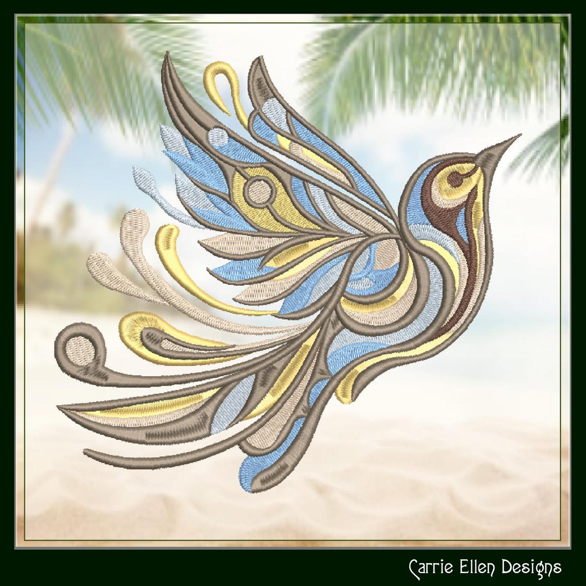 Artistic Dove Machine Embroidery Design – Abstract Bird Pattern ...
