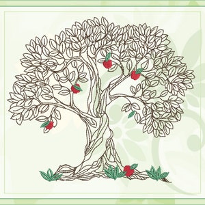 Apple Tree Machine Embroidery Design, Fruit Tree Embroidery Sketch ...