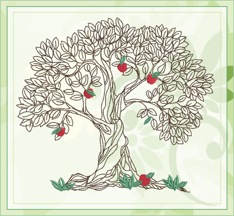 Apple Tree Machine Embroidery Design Fruit Tree Embroidery - Etsy