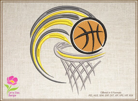 Basketball Machine Embroidery Design Ball and Hoop Design - Etsy