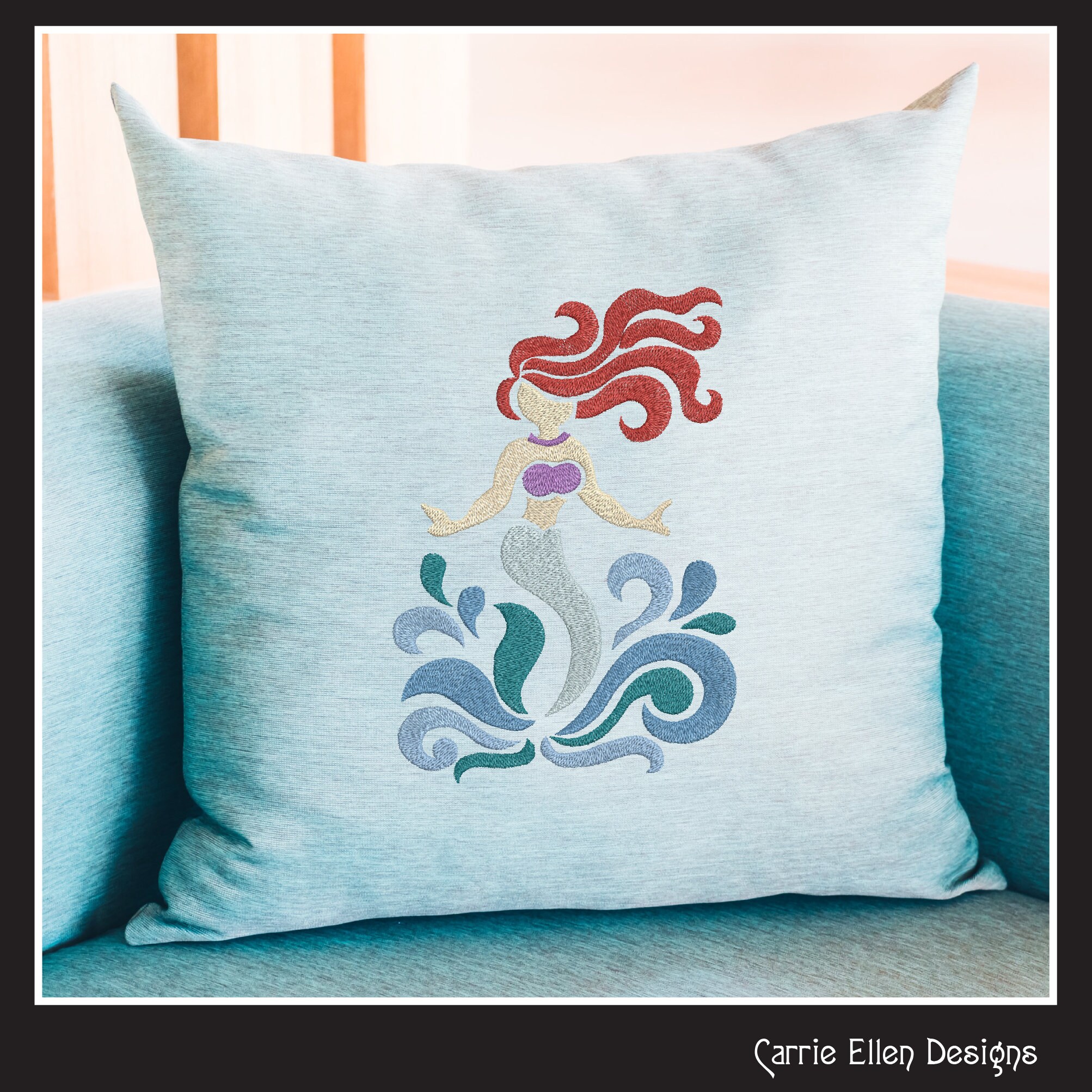 Mermaid Machine Embroidery Design, Mermaid Splash Silhouette, Sea Life ...