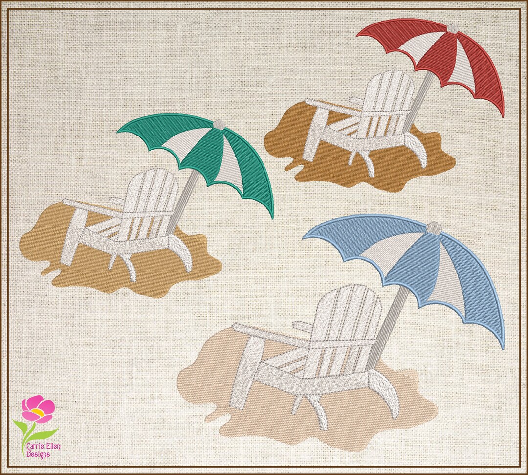 Beach Scene Machine Embroidery Design, Summer Embroidery Design, Beach ...