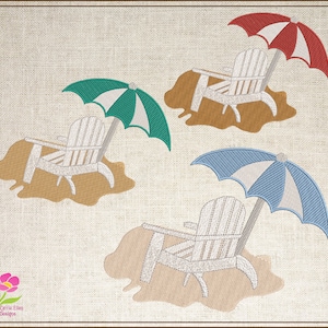Beach Scene Machine Embroidery Design, Summer Embroidery Design, Beach ...