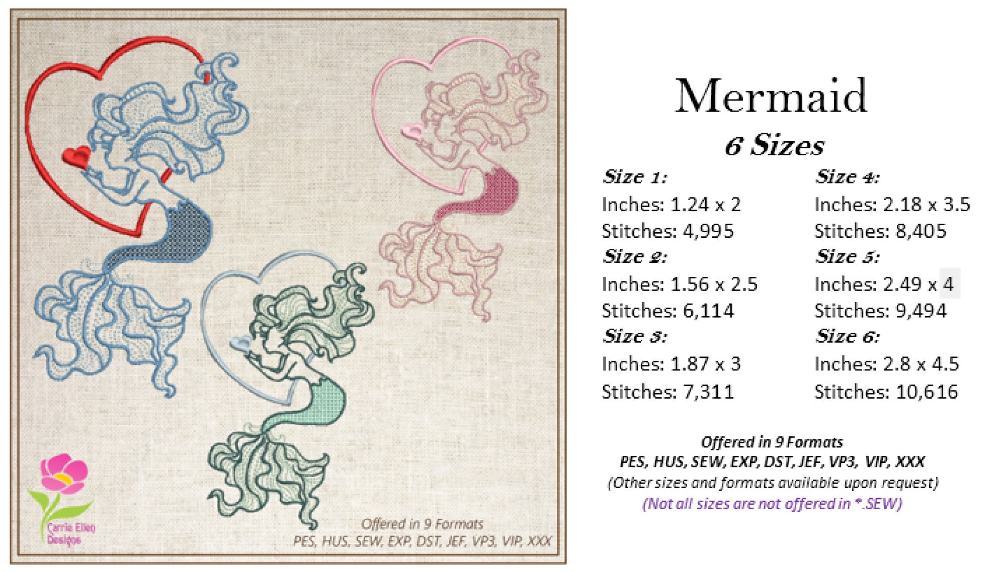 Mermaid Machine Embroidery Design Mermaid in Love Sea Life | Etsy