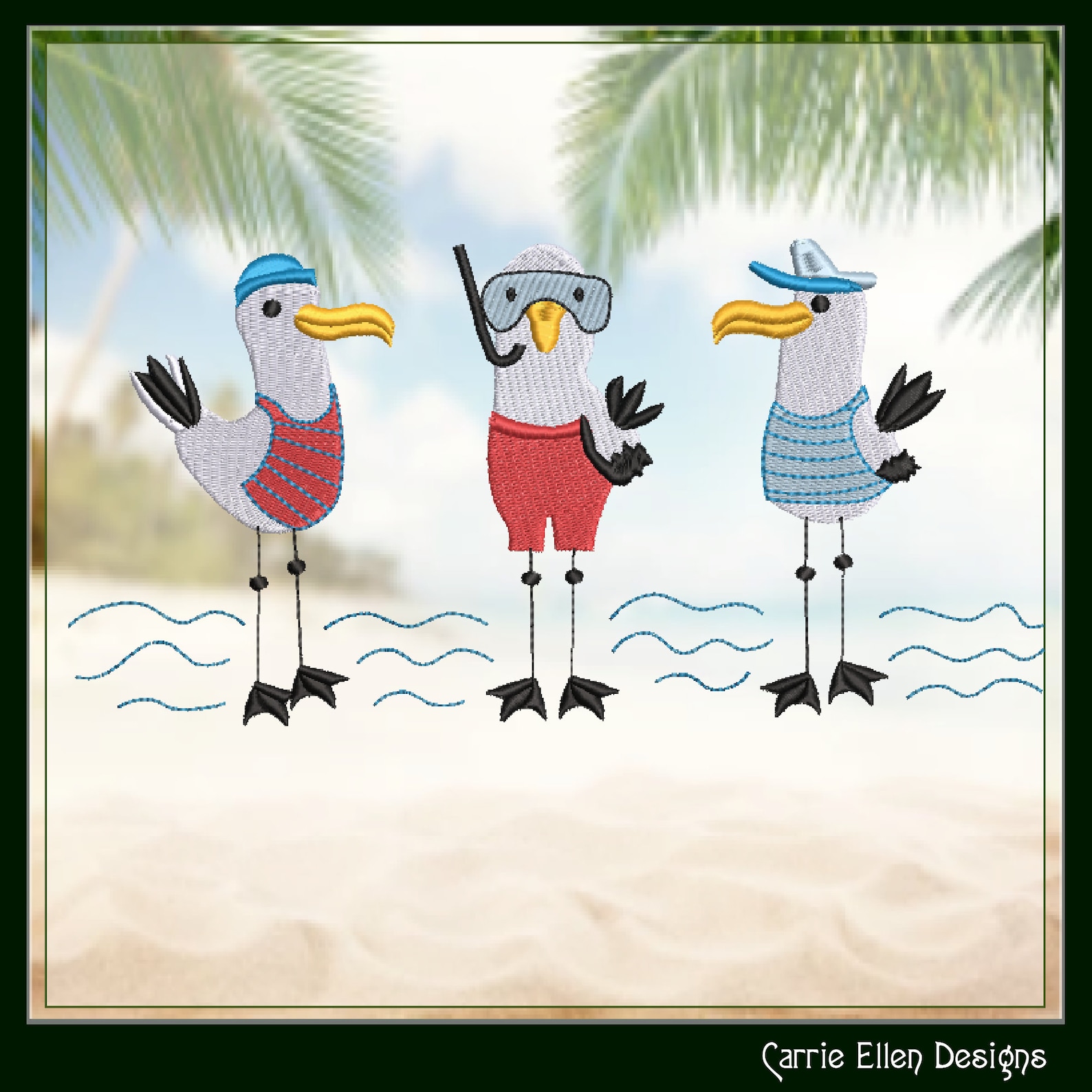 Seagull Machine Embroidery Design, Pirate Birds Embroidery Pattern ...