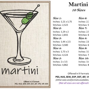 Martini Machine Embroidery Design, Martini With Olives Embroidery ...