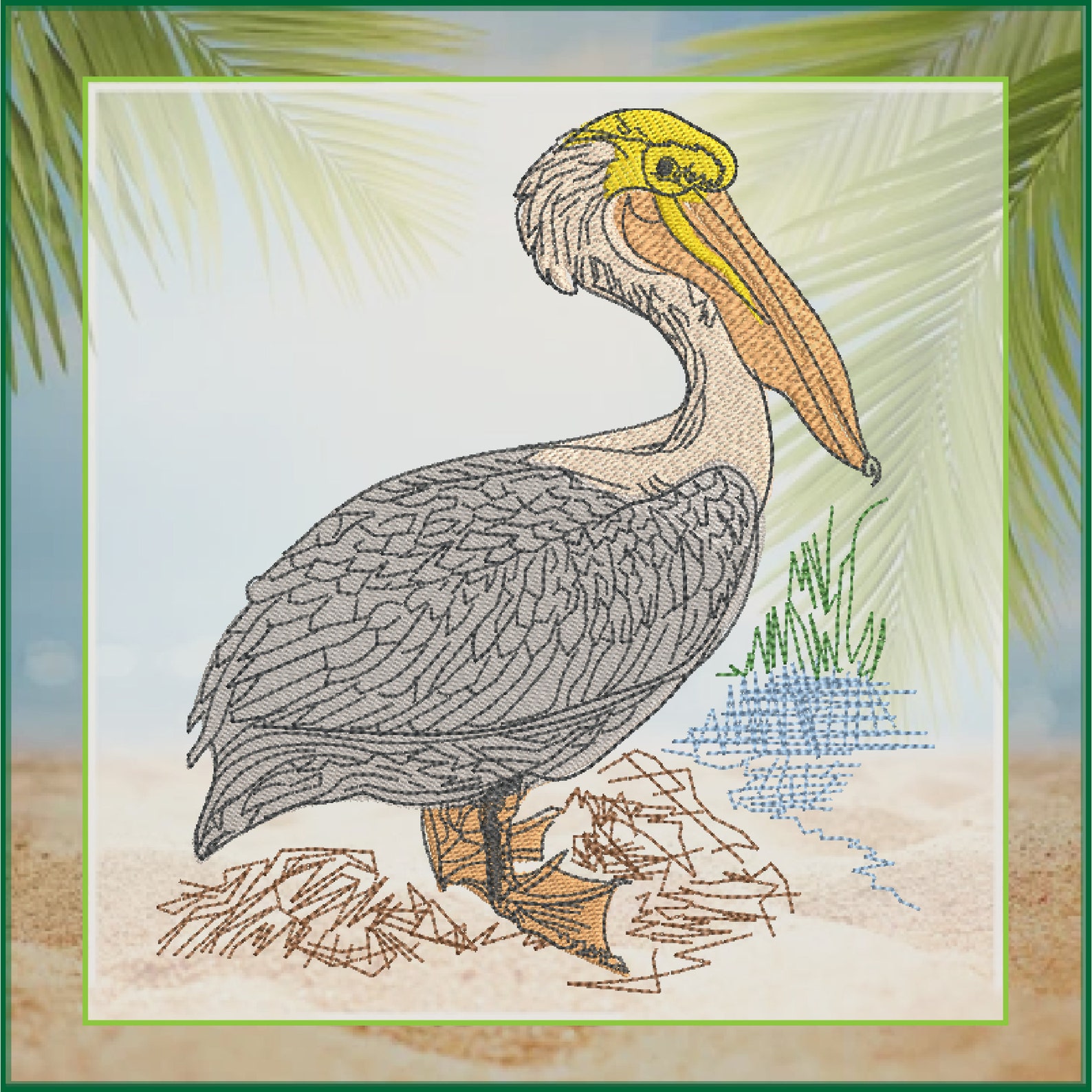 Pelican Machine Embroidery Design Custom Embroidery Pattern - Etsy