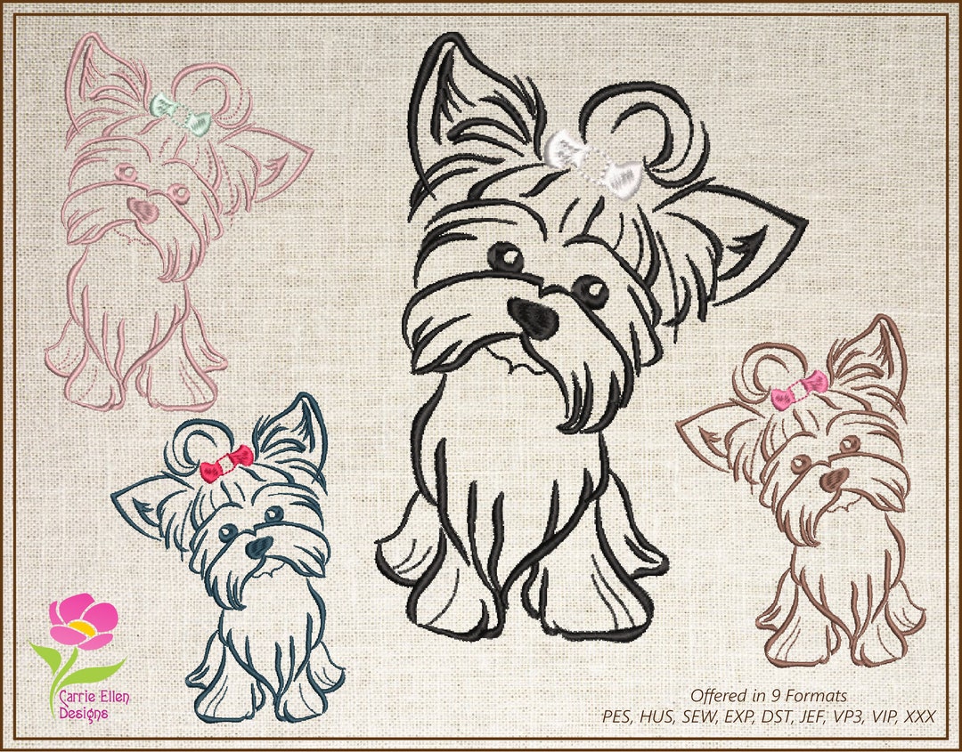 Yorkshire Terrier Machine Embroidery Design, Yorkie Embroidery Design ...