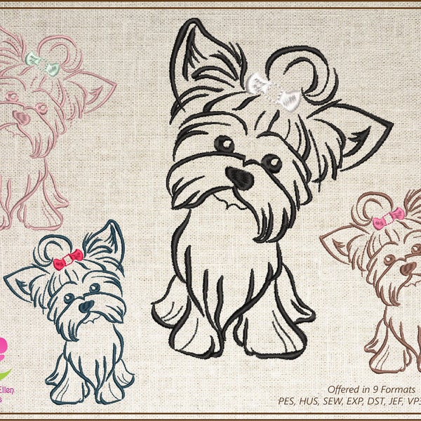 Yorkie Embroidery - Etsy