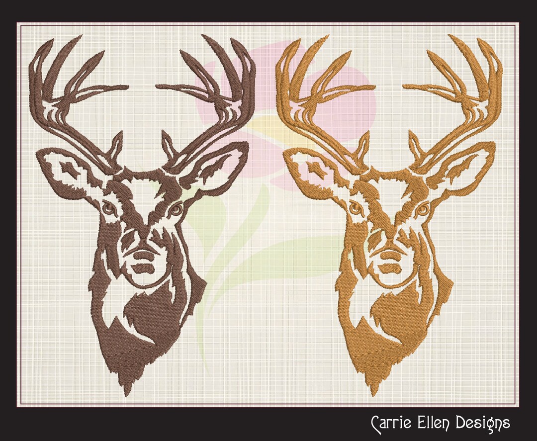 Deer Embroidery Design, Stag Head Profile Machine Embroidery, Wildlife ...