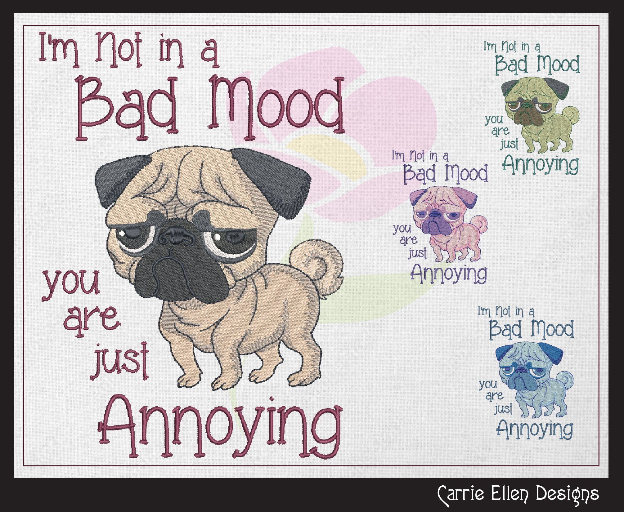 Grumpy Dog Machine Embroidery Design Im Not in a Bad Mood - Etsy
