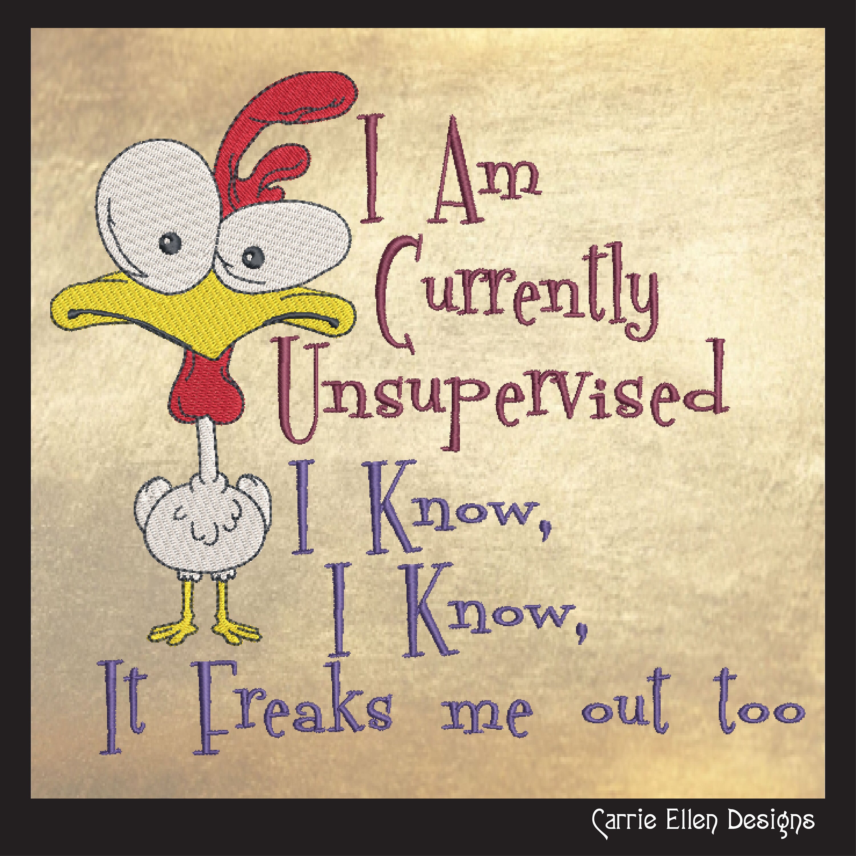 Cartoon Chicken Machine Embroidery Design Saying, Currently ...