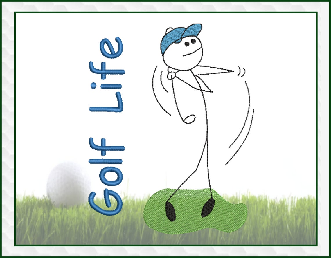 Golf Embroidery Design Male Golfer Stick Figure Machine - Etsy