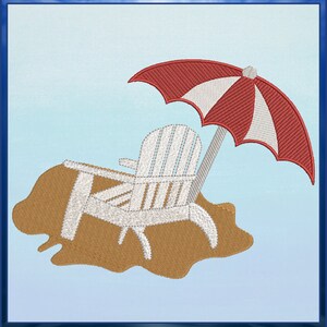 Beach Scene Machine Embroidery Design, Summer Embroidery Design, Beach ...