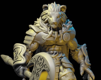 Leonin Male Barbarian Glaive/axe/double-axe Ajani | Etsy