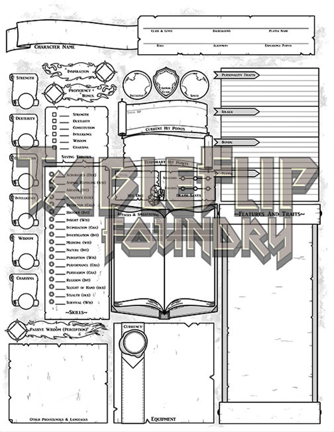 Upgraded Character Sheet - Wizard/mage/sorcerer/witch/caster - Etsy