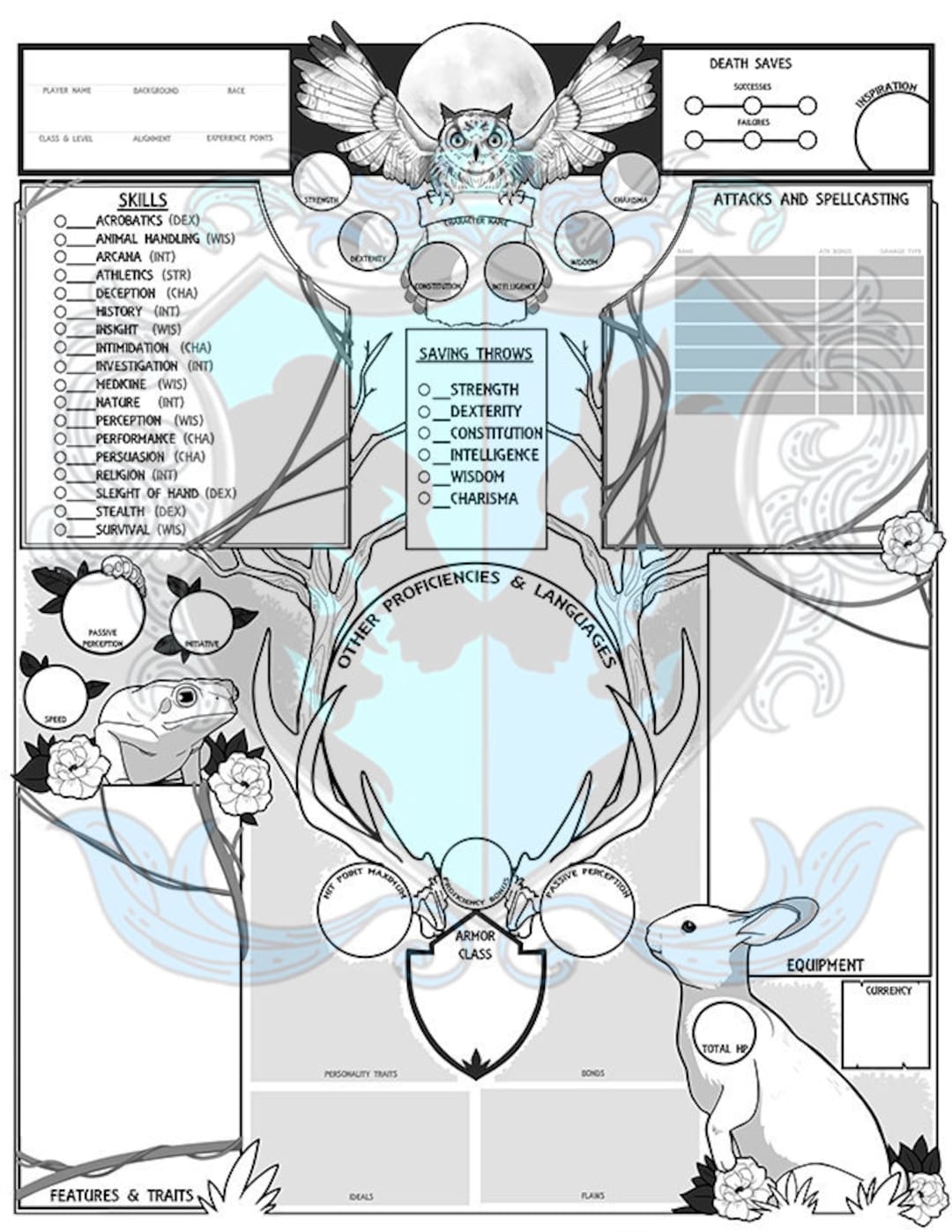 Custom Character Sheet - Druid Femenine - Etsy