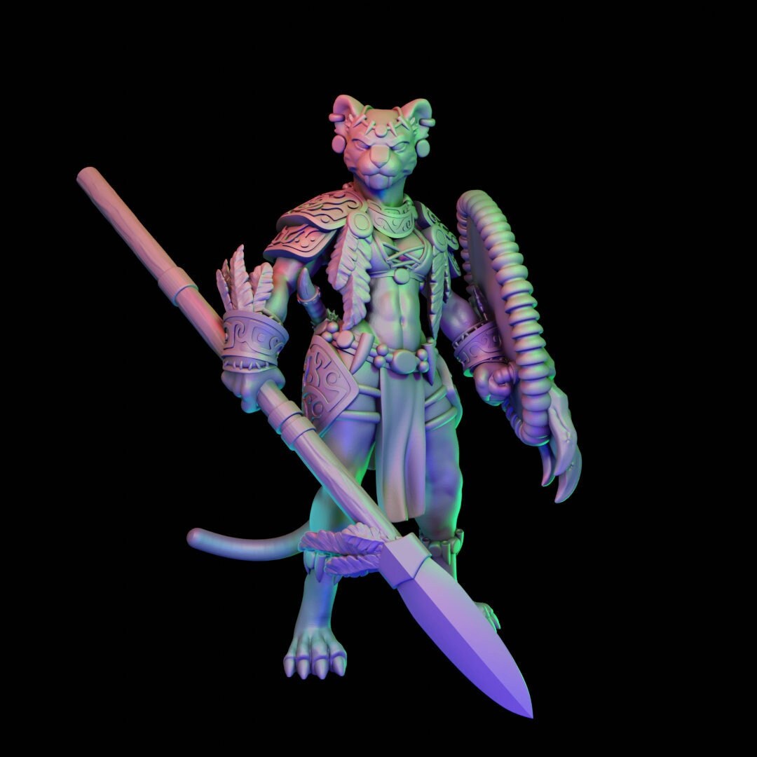 Leonin Female Barbarian - Spear and Shield - Etsy