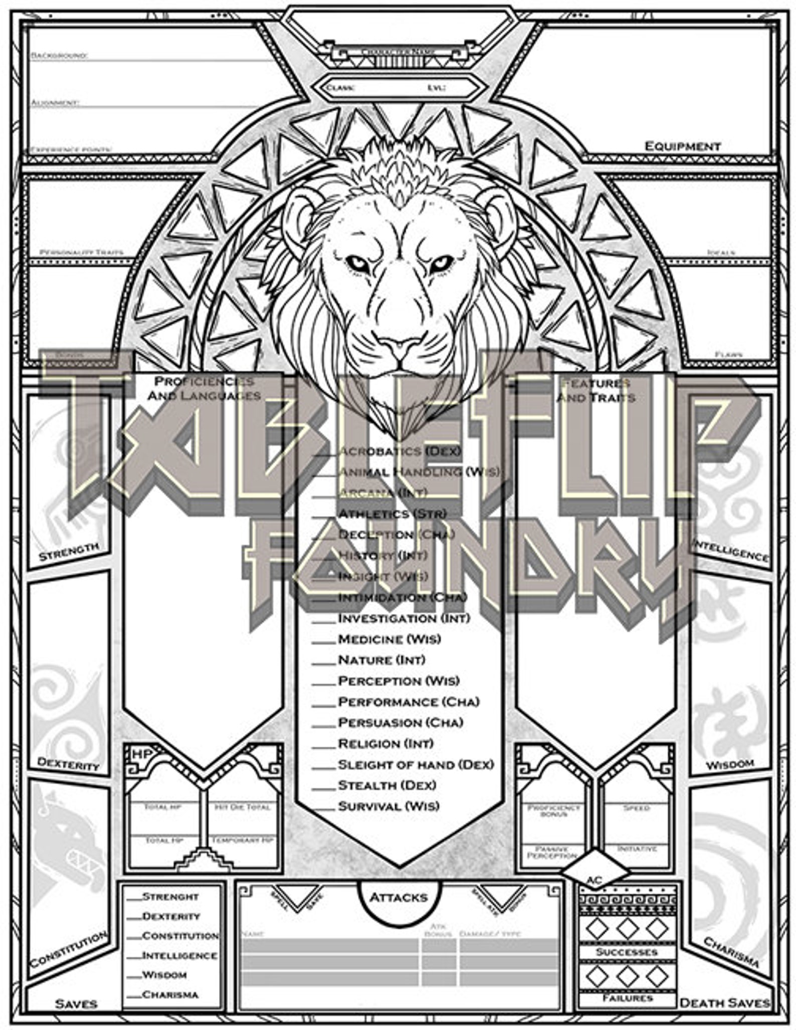 Custom Character Sheet Leonin - Etsy