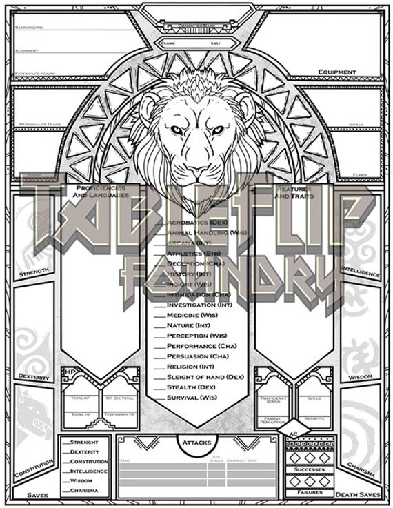 Custom Character Sheet Leonin - Etsy India