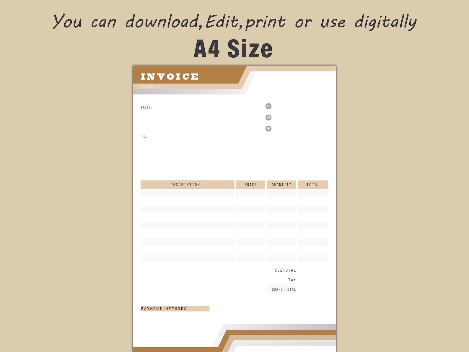 Invoice Editable Template, Printable Order Form, Editable Invoice ...