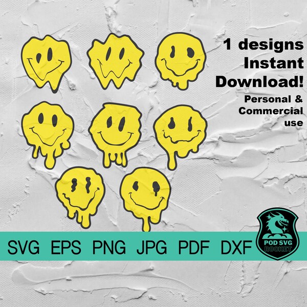 Melty smiley face svg - Etsy Österreich
