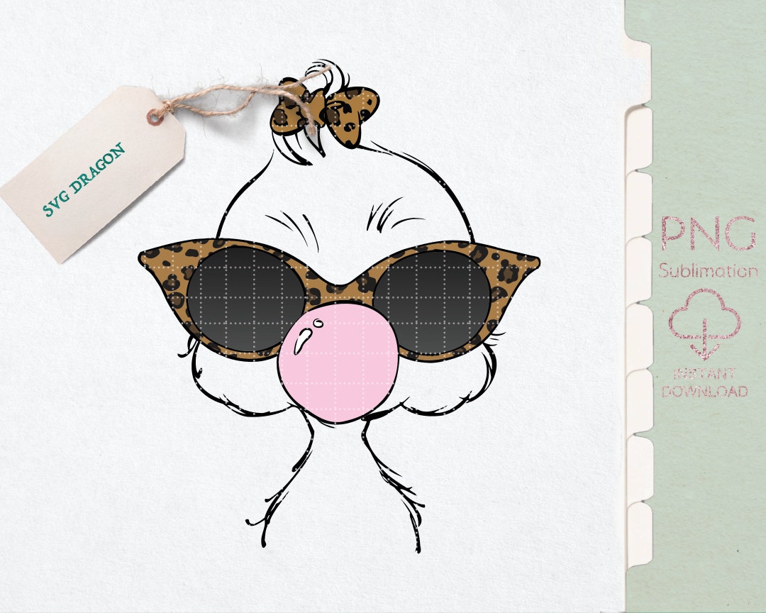 Easter Cool Chick With Leopard Sunglasses Bubble Gum PNG | Kid's Easter ...