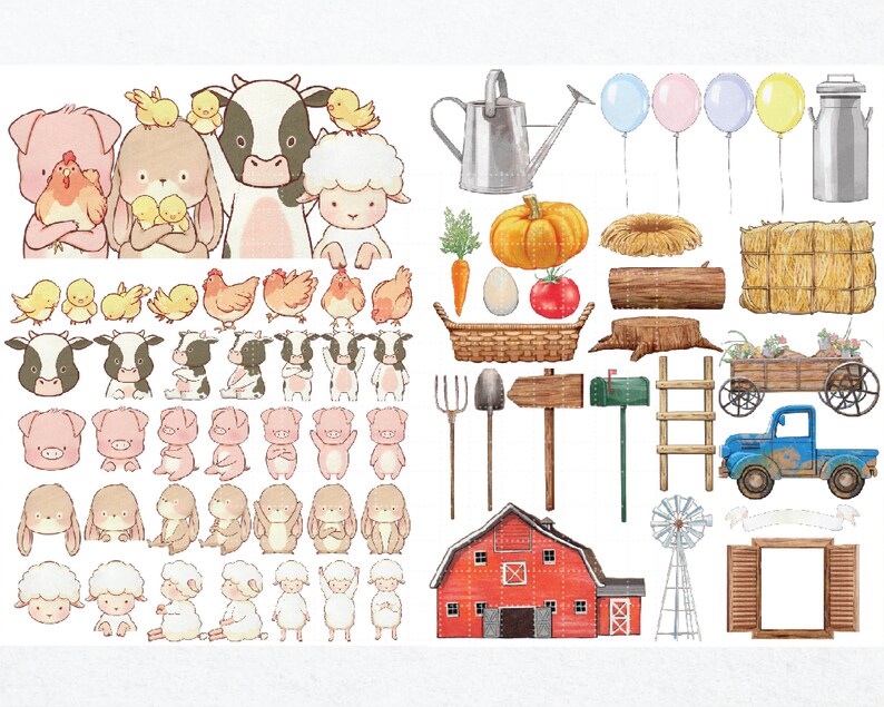 100 Farm Animal PNG, Farm Animal Clipart, Farm Animal Digital ...