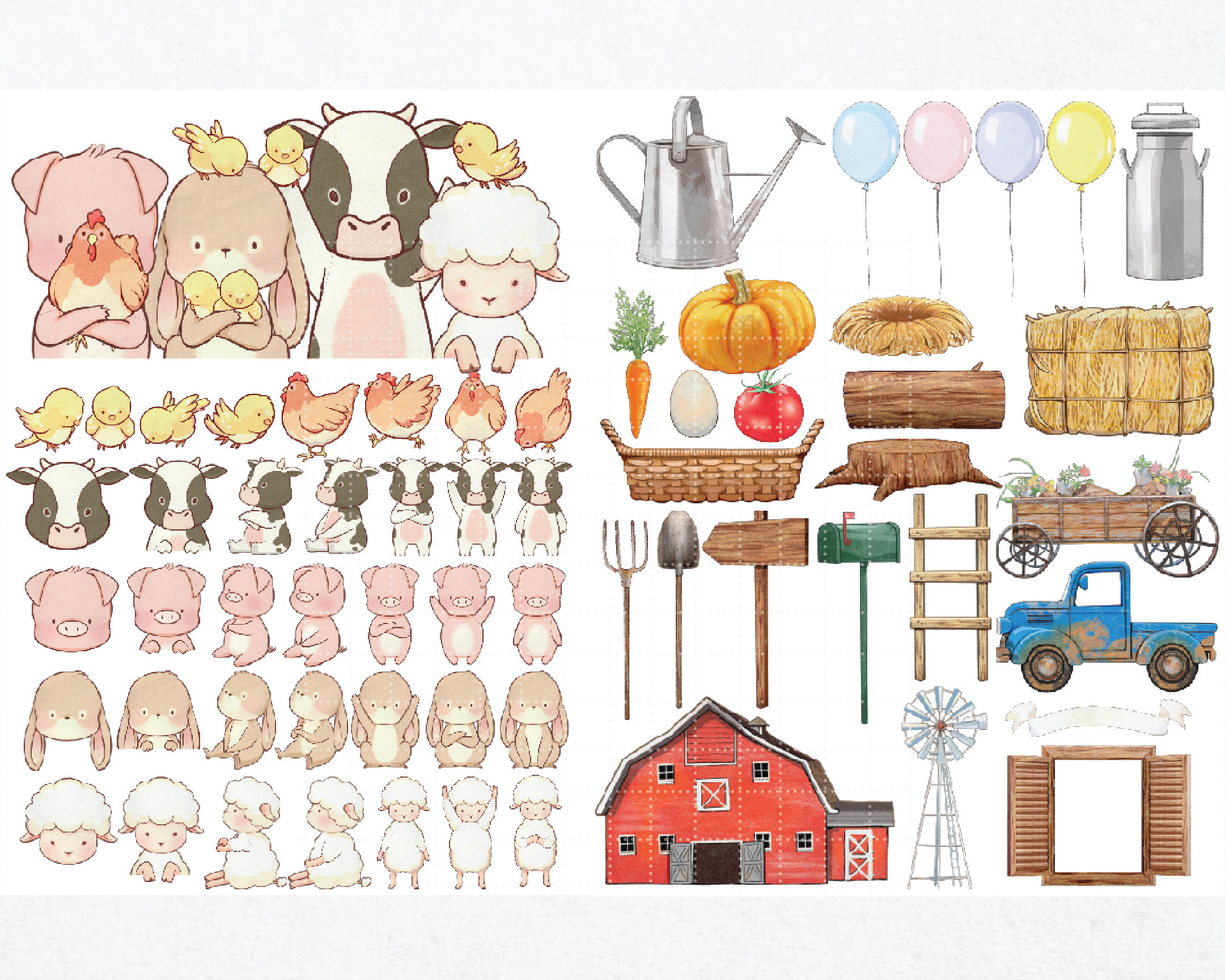 100 Farm Animal PNG, Farm Animal Clipart, Farm Animal Digital ...
