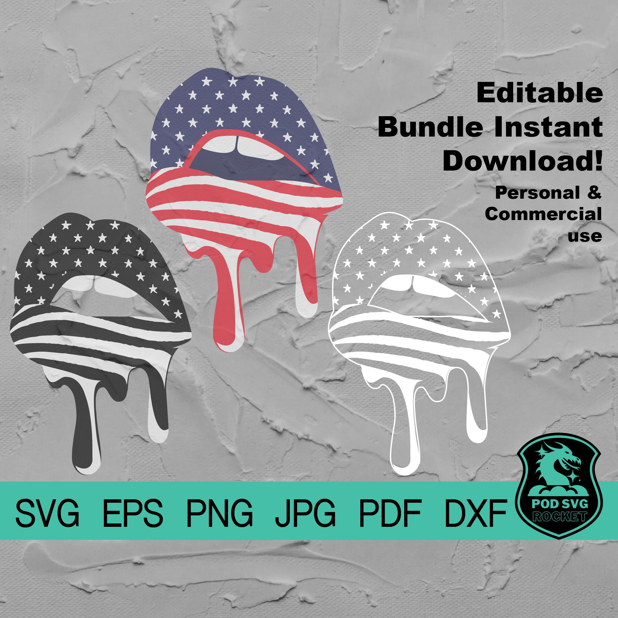 USA Lips Kiss Svg Cute Melty Merica Flag Lips Clip Arts - Etsy