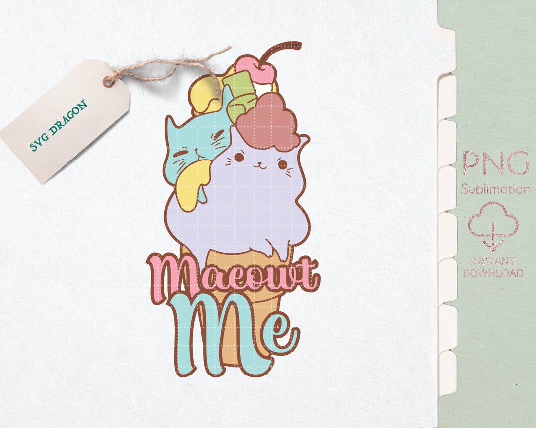 Cute Pastel Ice Cream Cat Png | Meowt Me Cat Sublimation | Cat Mug ...