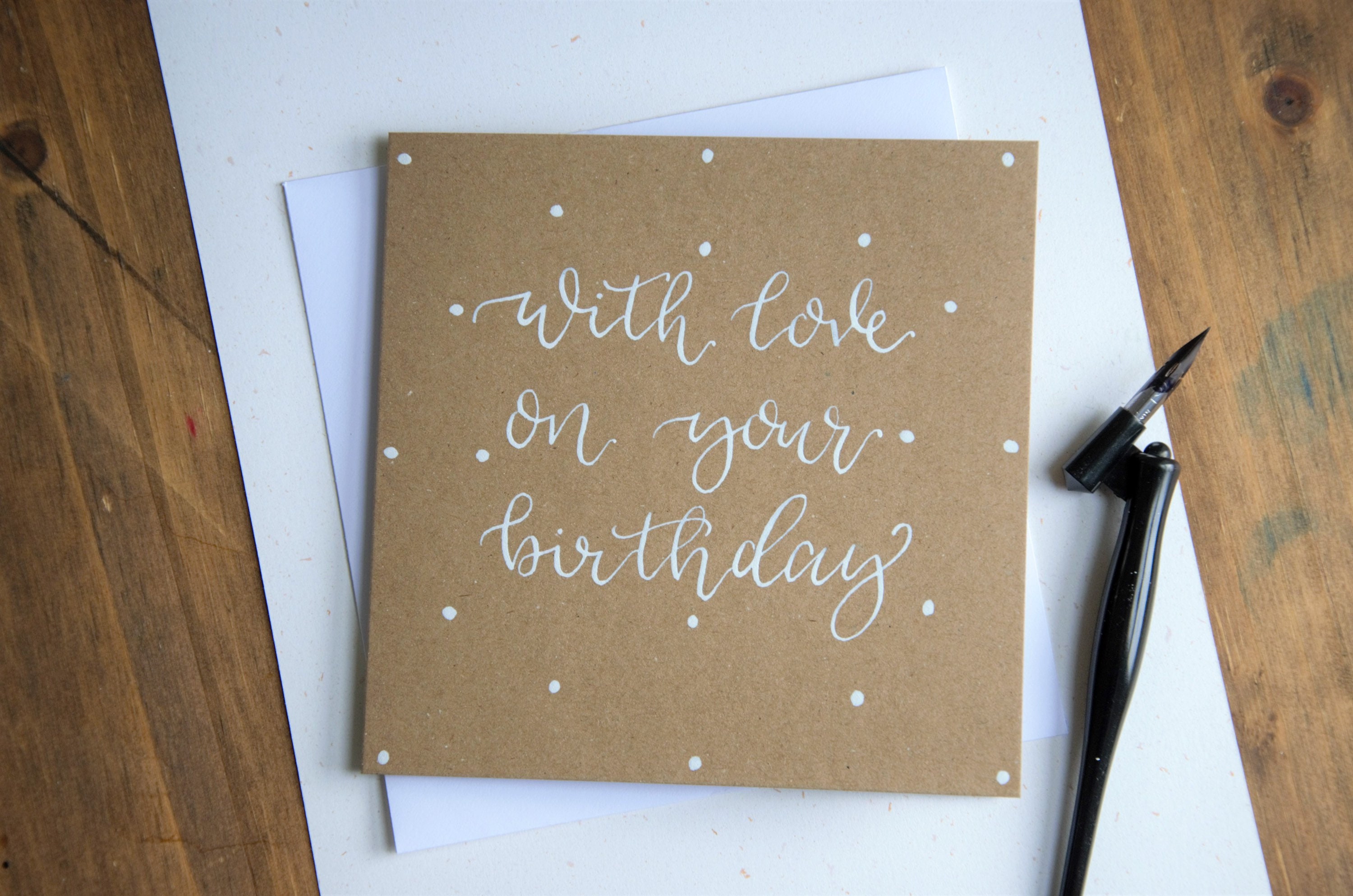 Happy Birthday Card Handwritten Modern Calligraphy - Etsy